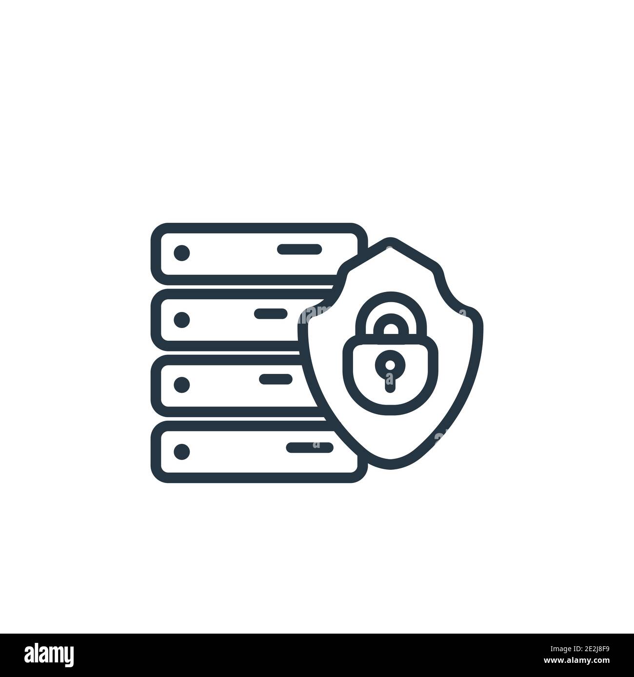 Server security outline vector icon. Thin line black server security ...