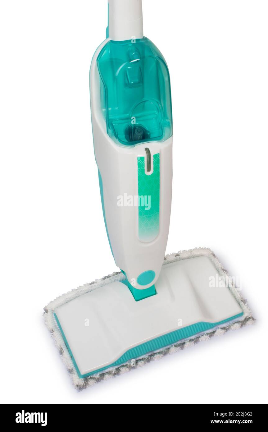 Studio shot of a domestic steam mop cut out against a white background ...
