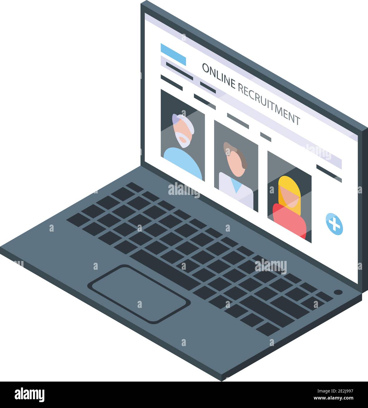 Laptop recruitment icon. Isometric of laptop recruitment vector icon ...