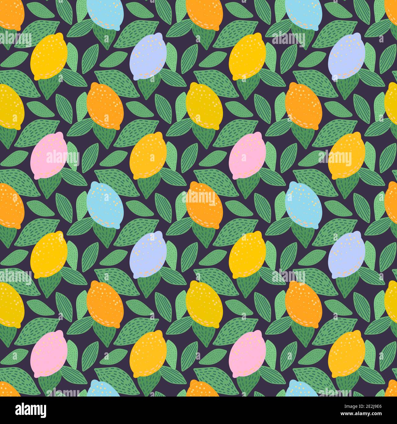 Lemon seamless pattern vector illustration. Summer design repeated ...