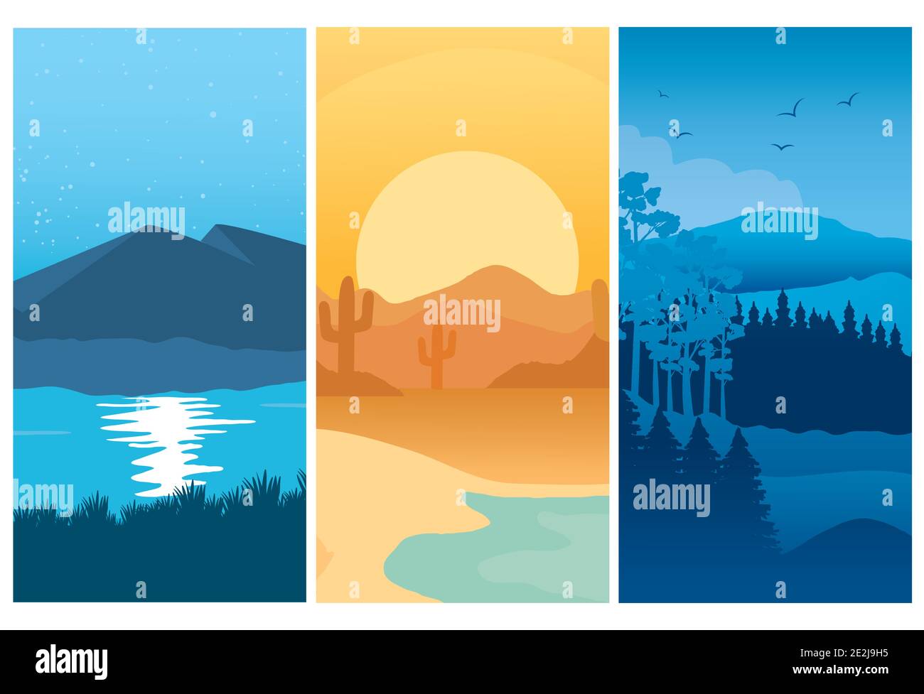 three abstract landscapes scenes backgrounds Stock Vector Image & Art ...