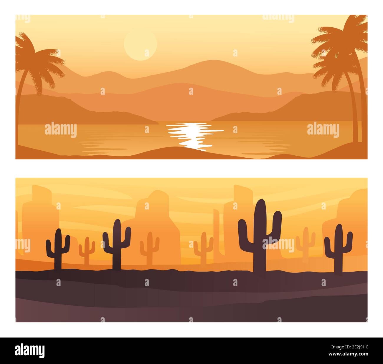 seascape and desert abstract landscapes scenes backgrounds Stock Vector ...