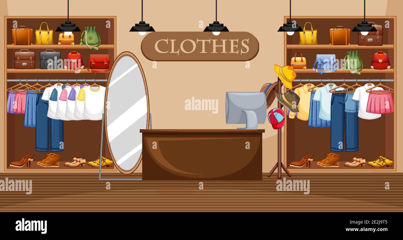 Fashion clothes store background illustration Stock Vector Image & Art ...