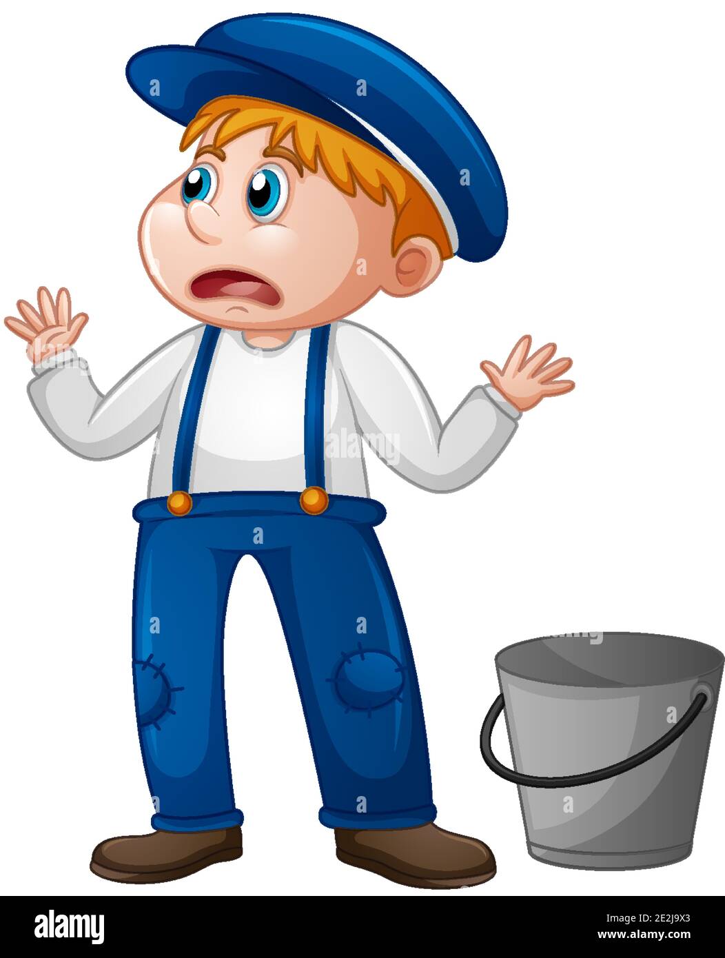 Cartoon illustration boy farmer standing hi-res stock photography and ...