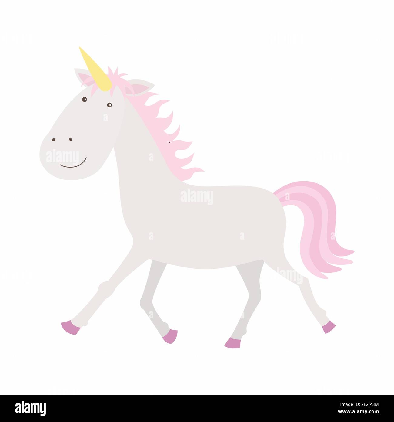 Cute little pink magical unicorn. Romantic hand drawing illustration ...