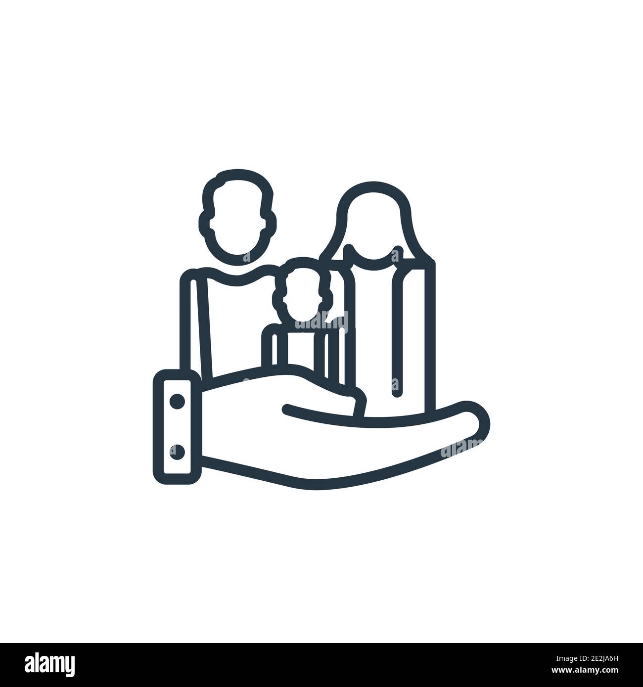 Family care outline vector icon. Thin line black family care icon, flat ...