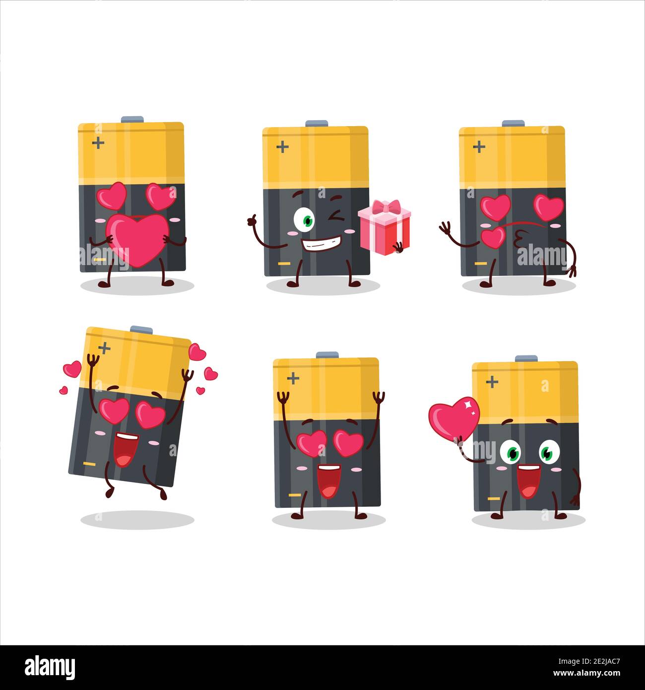 Power battery cartoon character with love cute emoticon. Vector ...