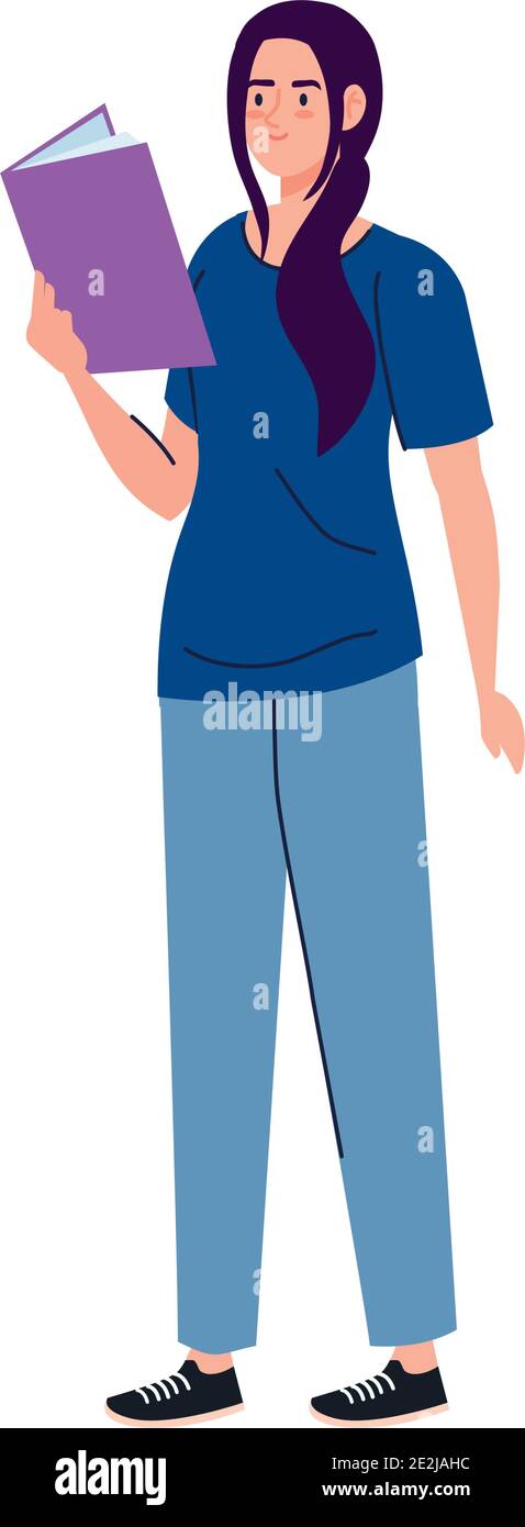 Reader girl character Cut Out Stock Images & Pictures - Alamy