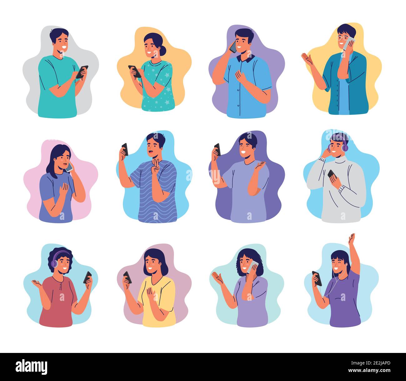 group of young people using smartphones Stock Vector Image & Art - Alamy