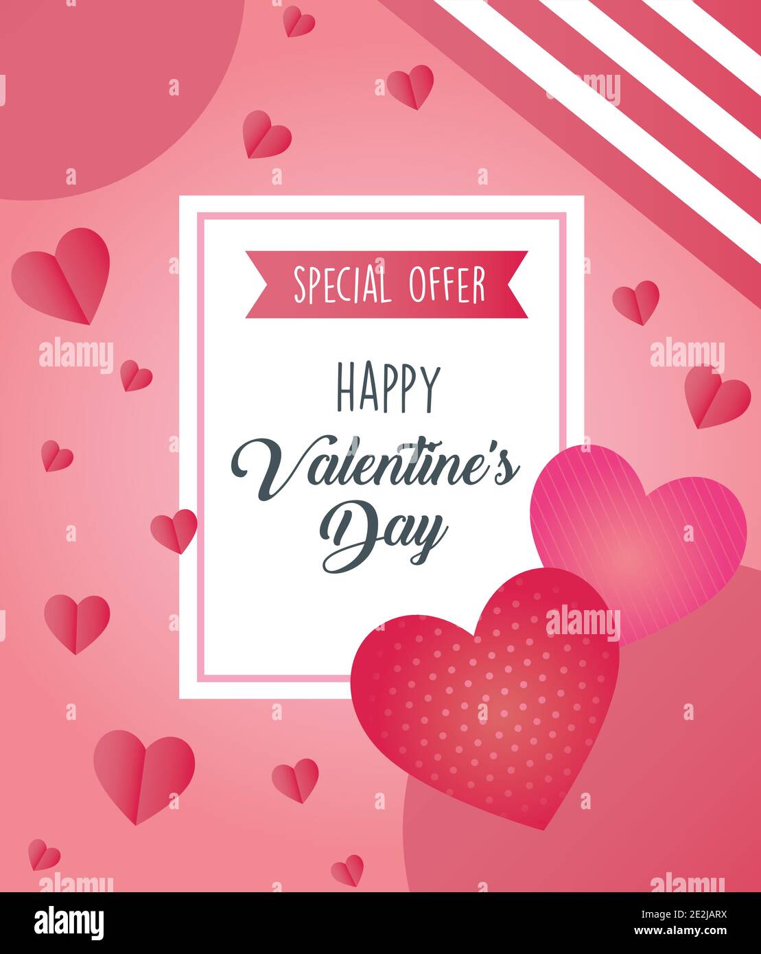 valentines day poster lettering with hearts in square frame Stock ...