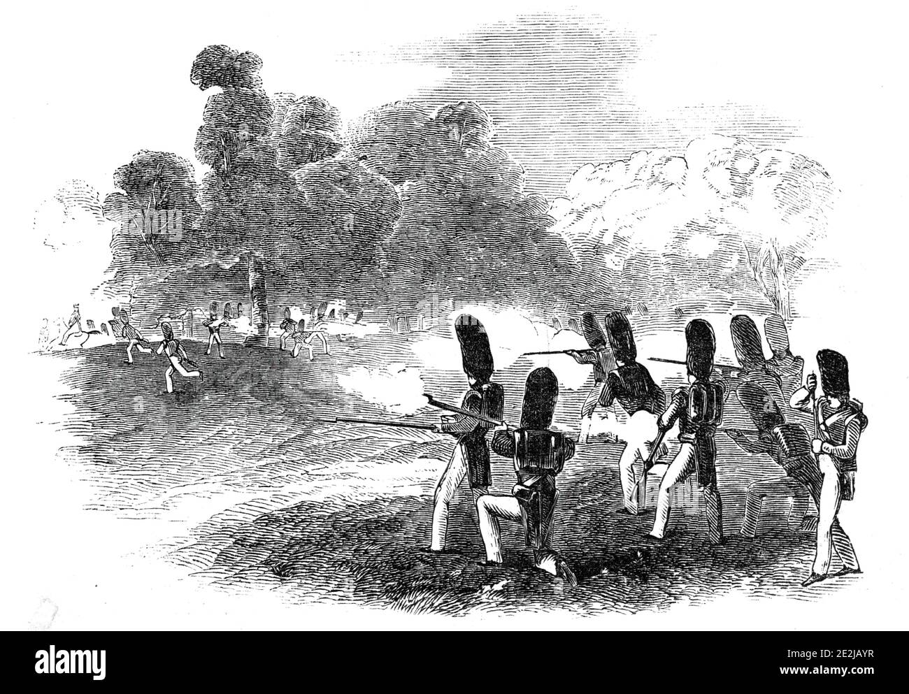 The Review - a skirmishing party, 1845. Military display in London ...