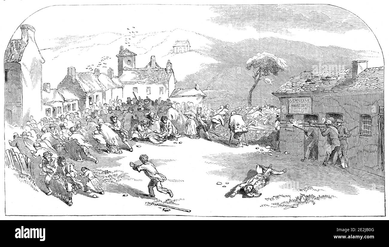 The conflict at Ballinhassig - sketched by Mr. Mahony, Cork, 1845. On ...