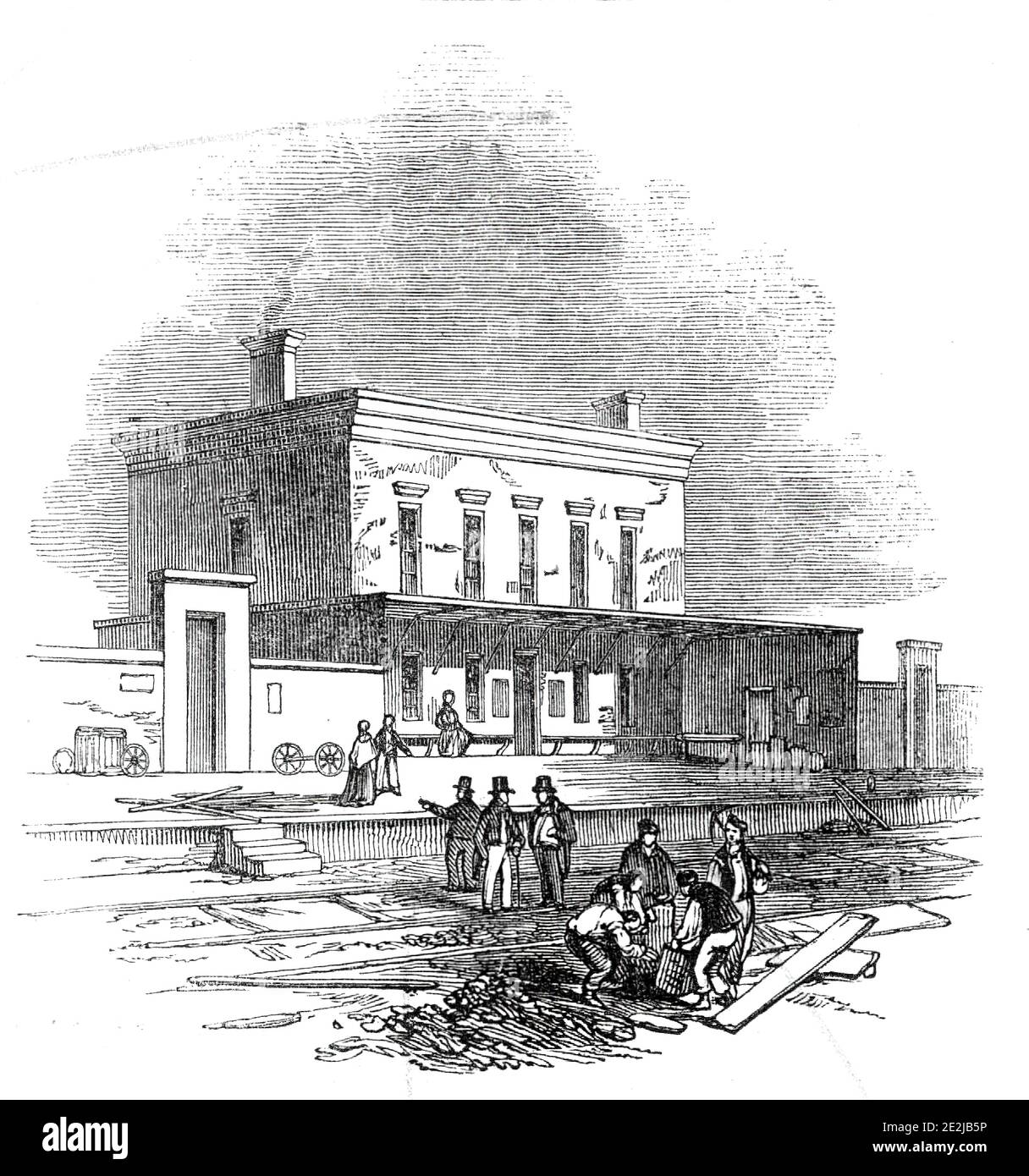 Chesterford Station, 1845. Railway station at Great Chesterford in ...