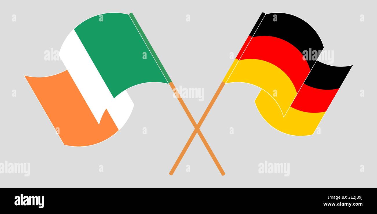 Crossed and waving flags of Ireland and Germany. Vector illustration ...