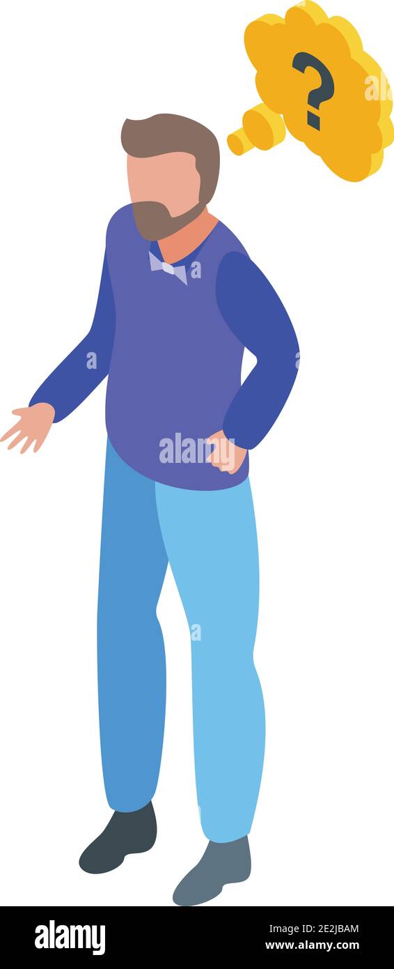 Man problem question icon. Isometric of man problem question vector ...