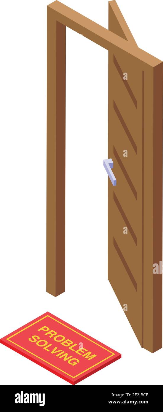 Door problem solving icon. Isometric of door problem solving vector ...