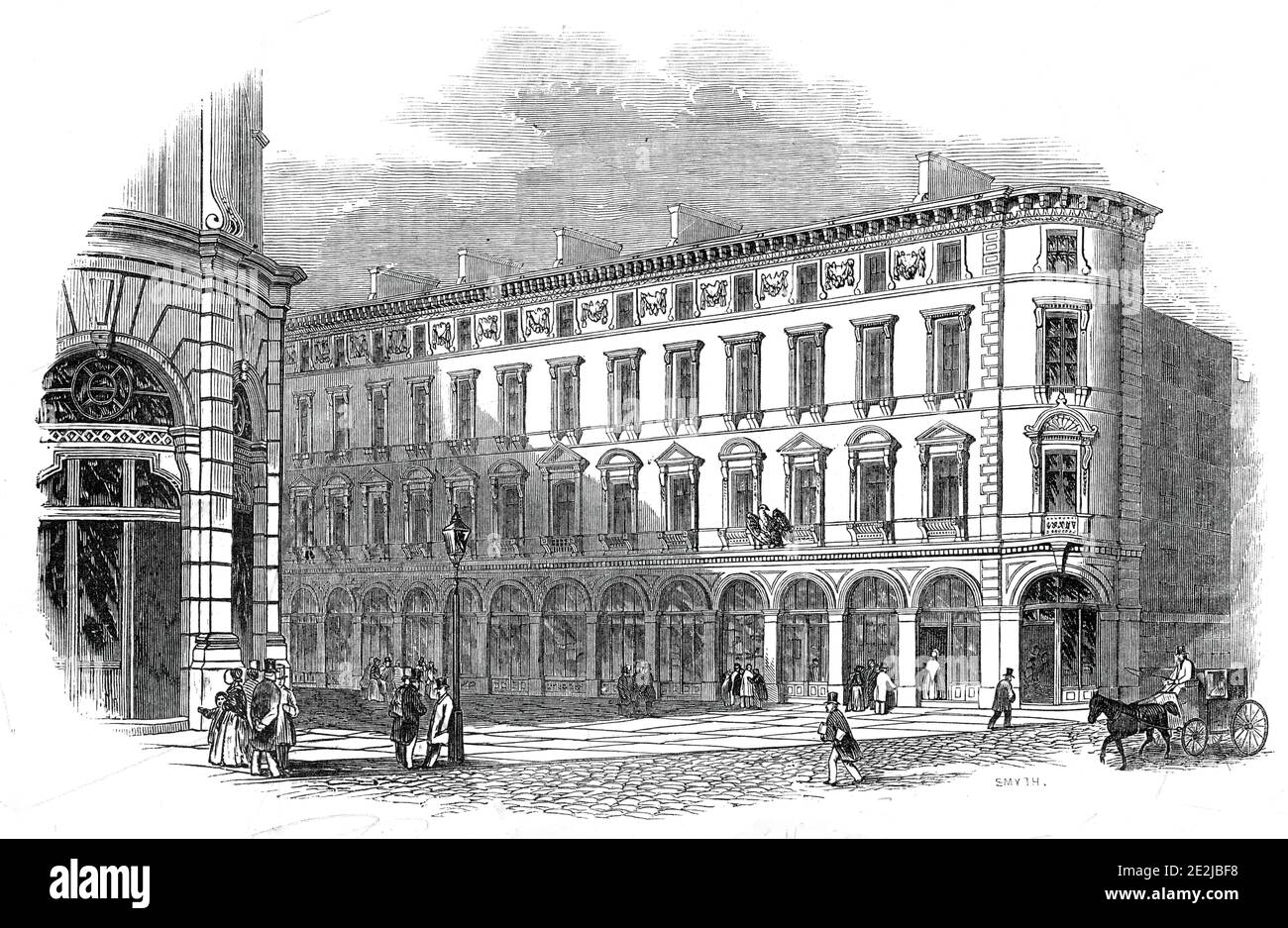 Royal Exchange Buildings, 1845. Exterior of the Royal Exchange in the ...