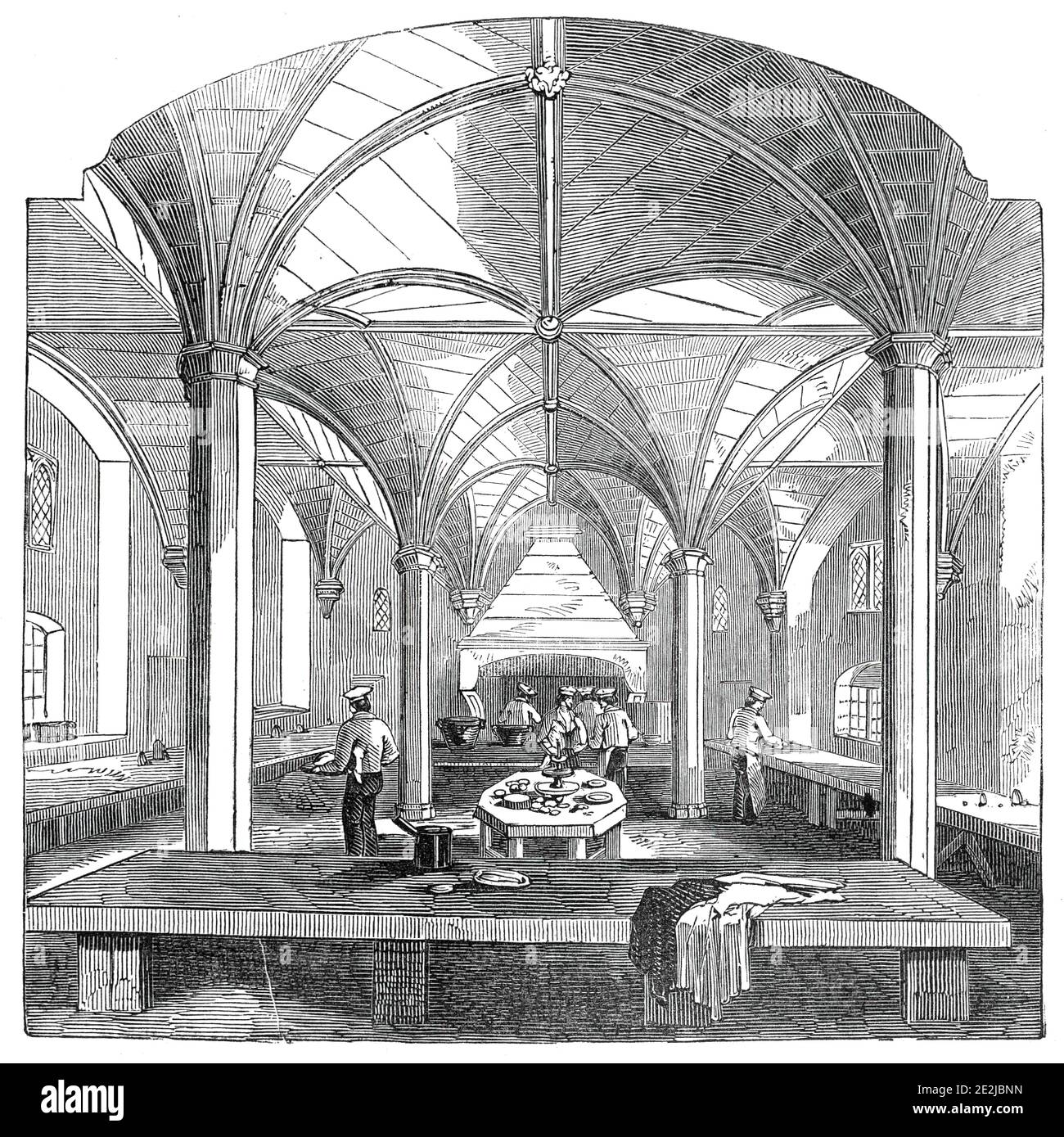 The kitchen of Lincoln's Inn New Buildings, 1845. Interior at Lincoln's ...