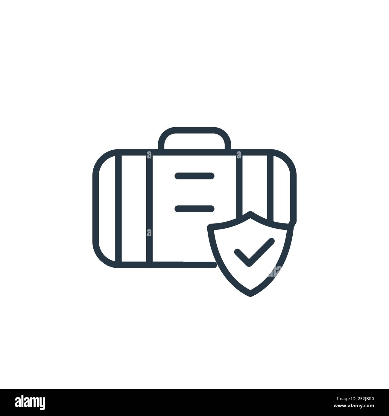 Luggage insurance outline vector icon. Thin line black luggage ...
