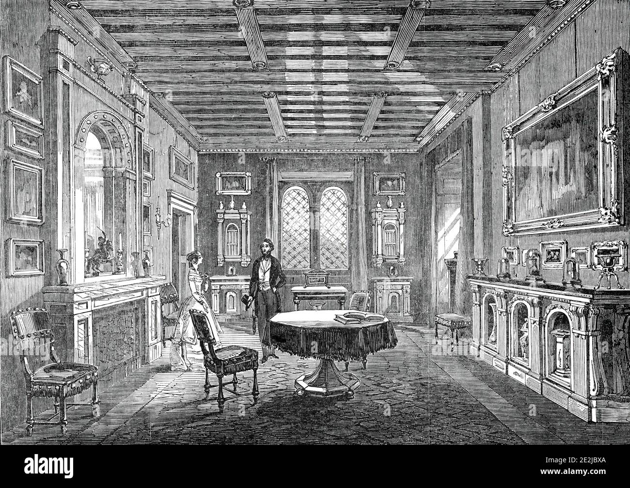 The Crimson Drawing-Room, Lansdown Tower, 1845. Interior of an ...