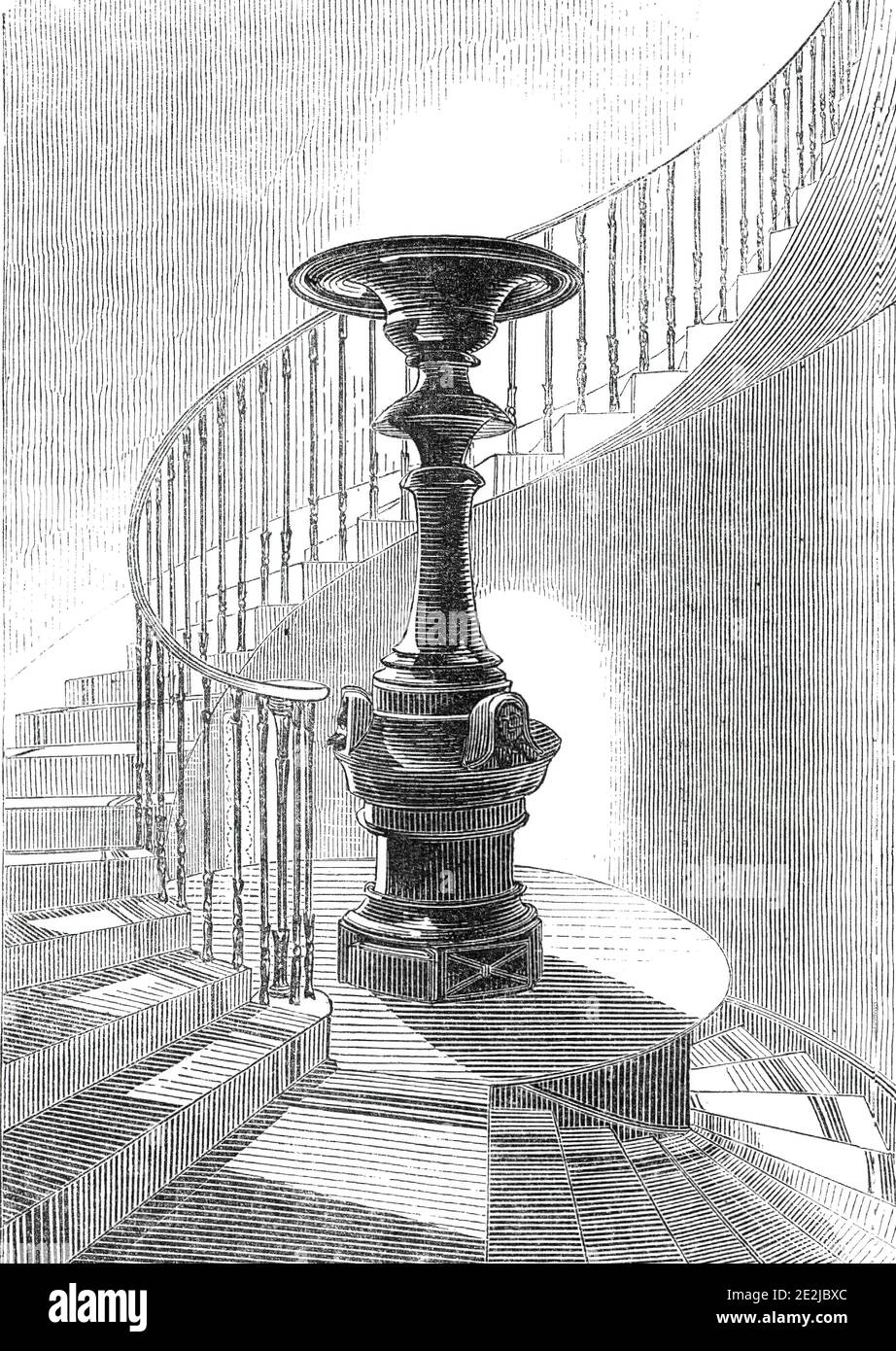 Staircase and Tazza, Lansdown Tower, 1845. Interior of an architectural ...