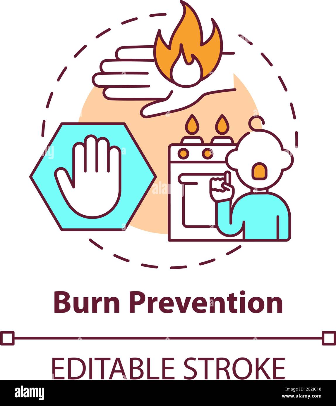 Burn prevention concept icon Stock Vector Image & Art - Alamy