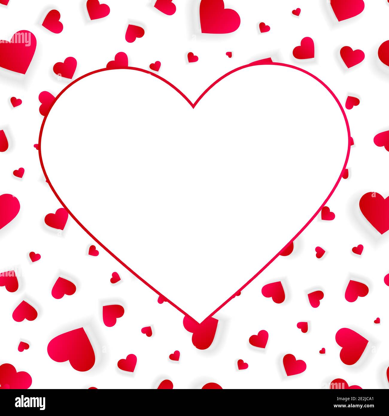 Heart frame vector empty border, love background with red hearts ...