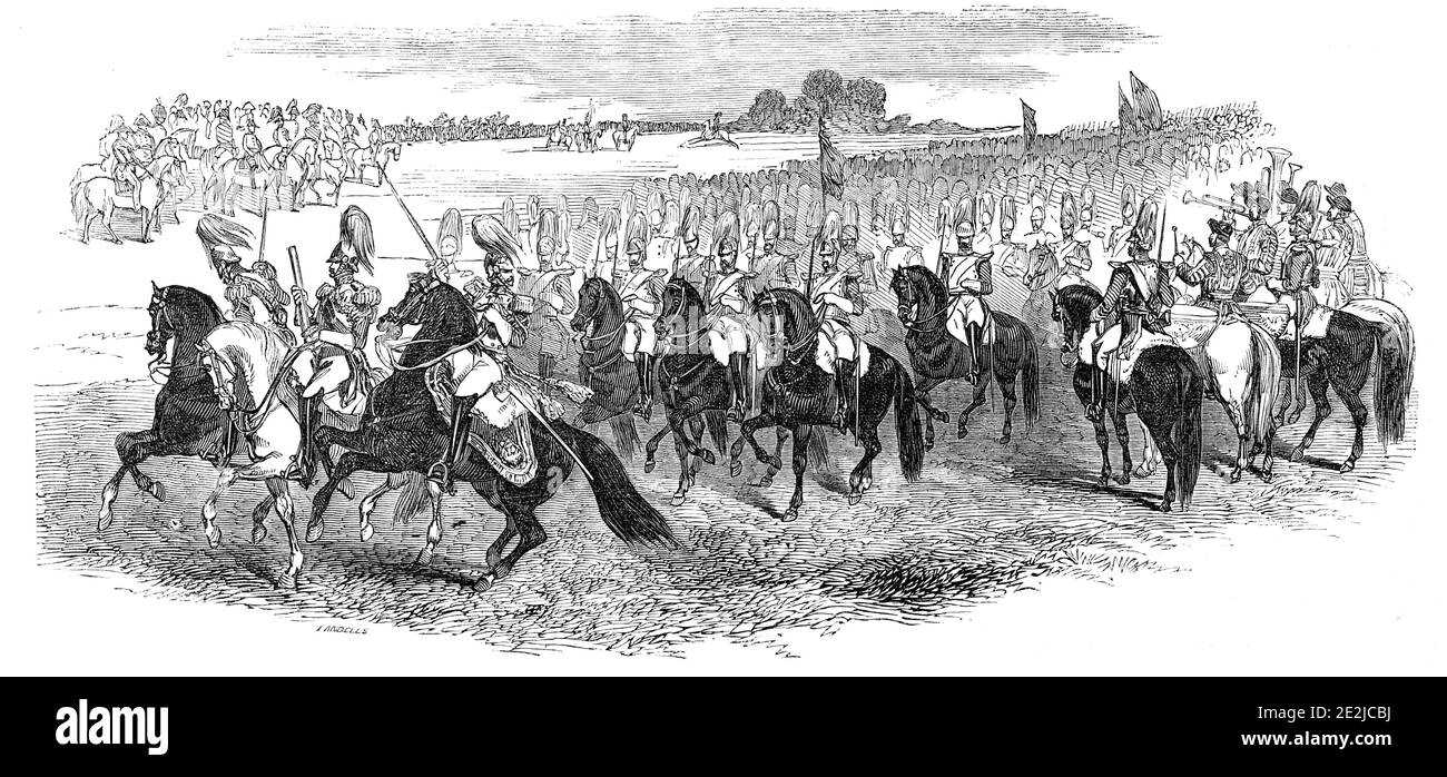 Grand Review in Hyde Park, on Saturday Last, July 1844. Military parade ...