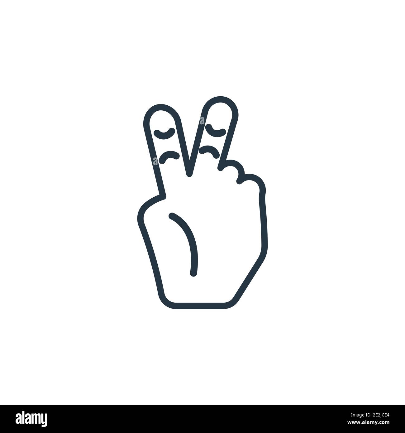 Two fingers up outline vector icon. Thin line black two fingers up icon ...