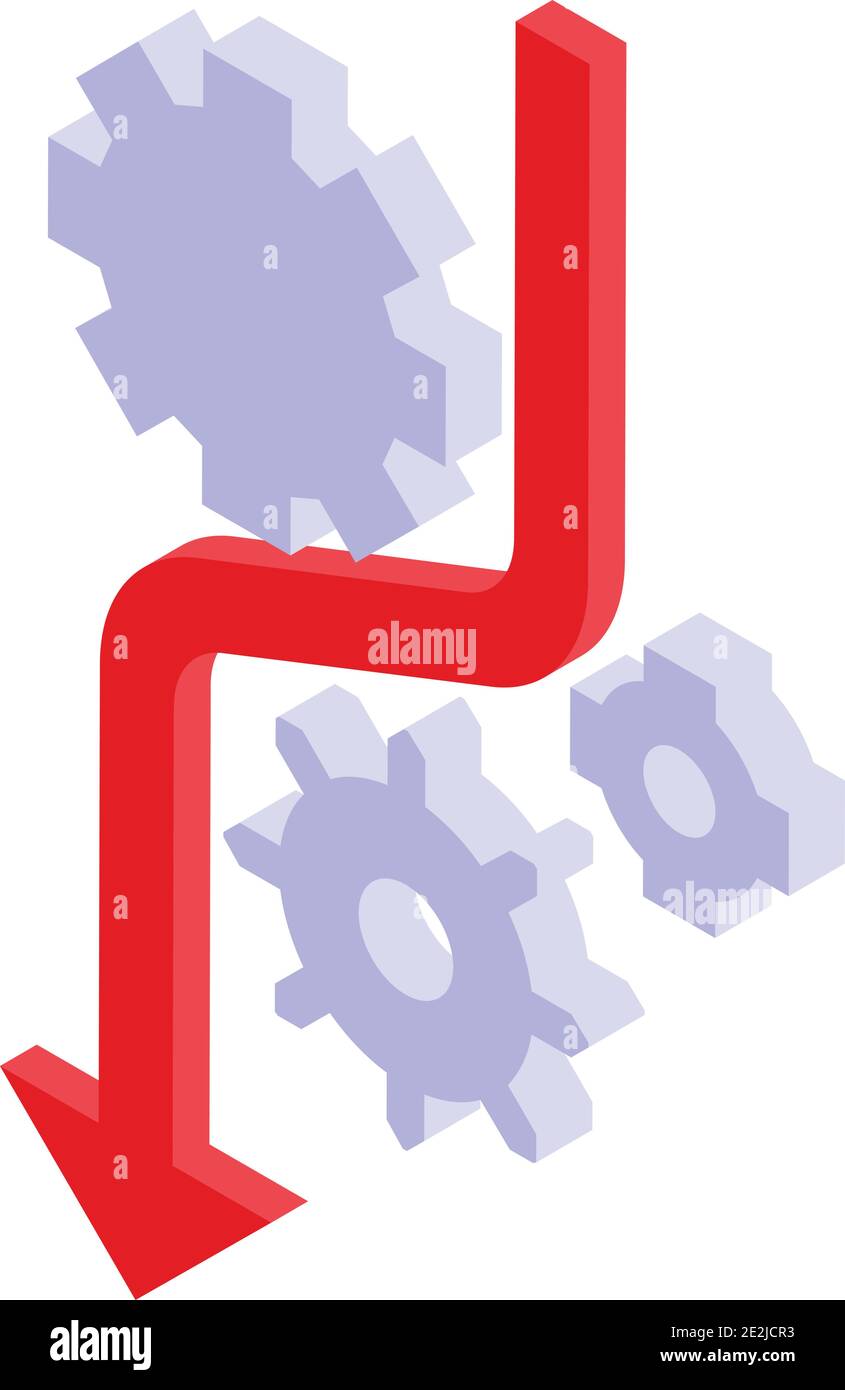 Gears arrow icon. Isometric of gears arrow vector icon for web design ...