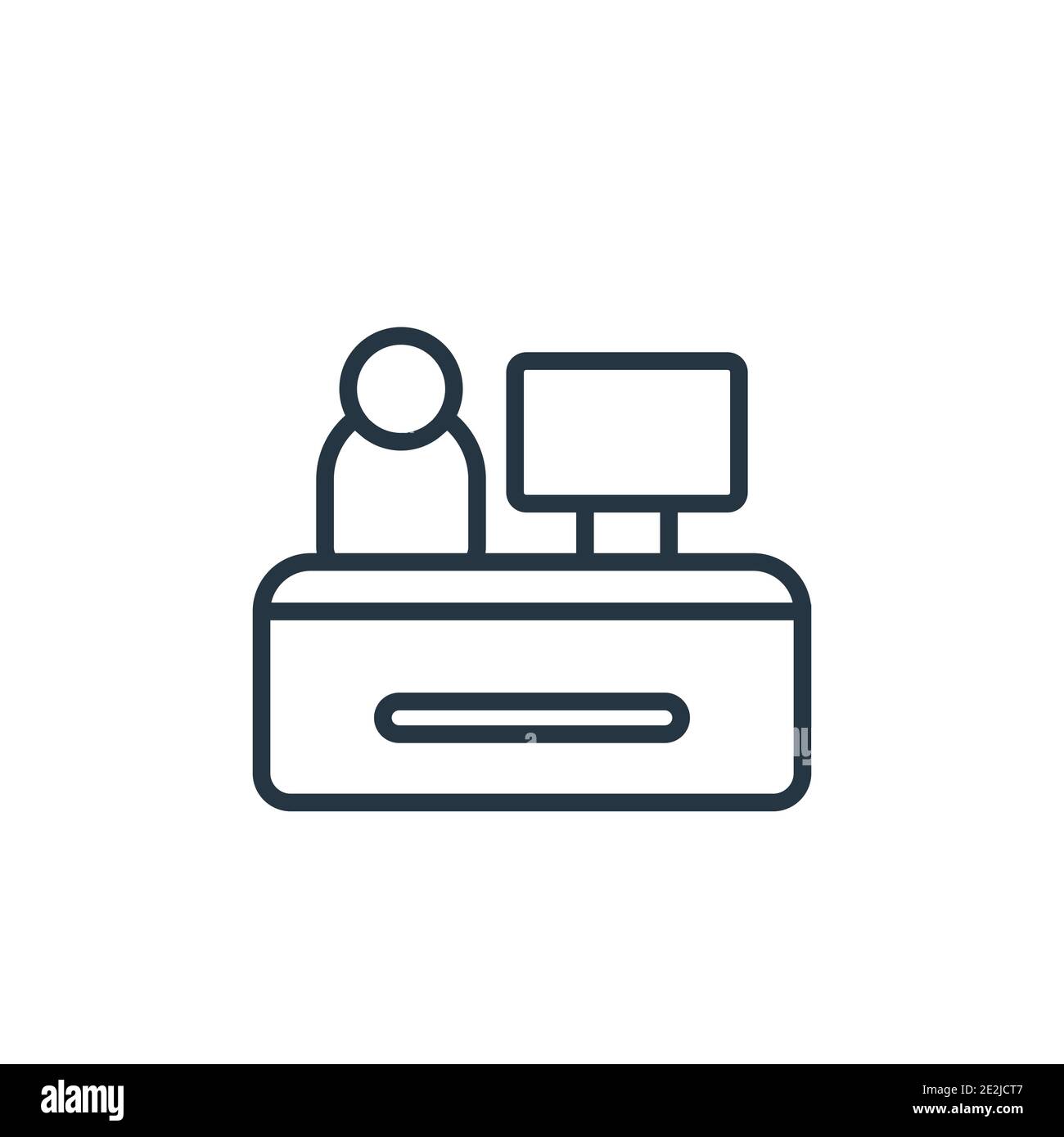 Office worker outline vector icon. Thin line black office worker icon ...