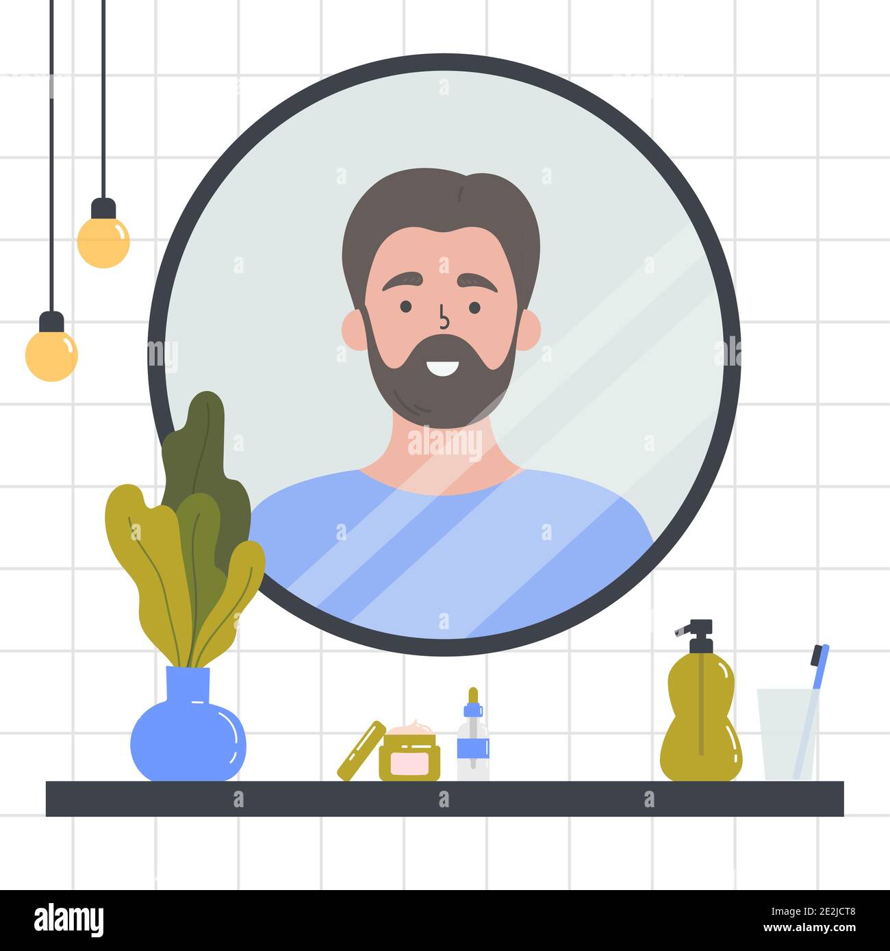 Man looking in mirror Stock Vector Images - Alamy