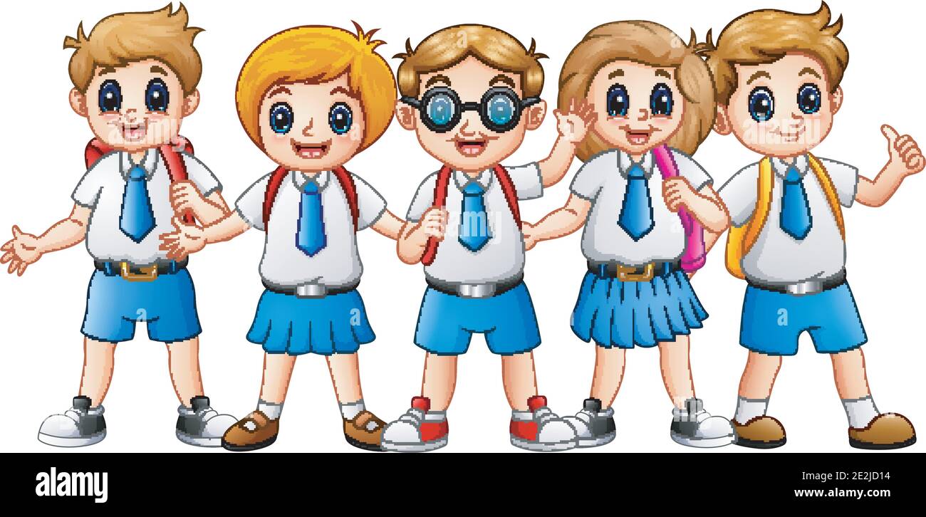 Vector illustration of Happy school kids cartoon Stock Vector Image ...