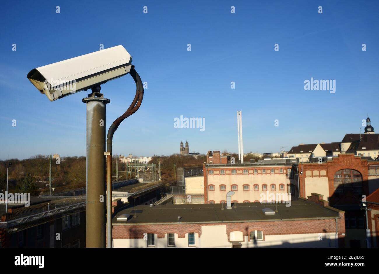 CCTV camera over the town Stock Photo - Alamy