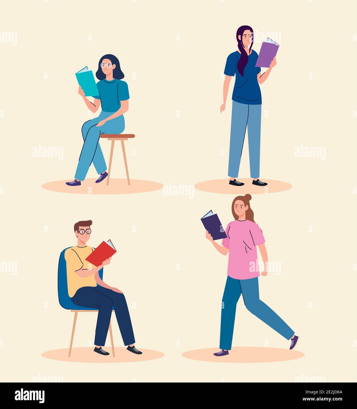 people reading text books characters Stock Vector Image & Art - Alamy