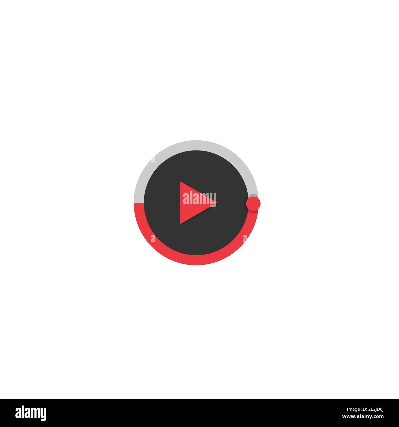Play button icon with red triangle play sign on black round button for ...