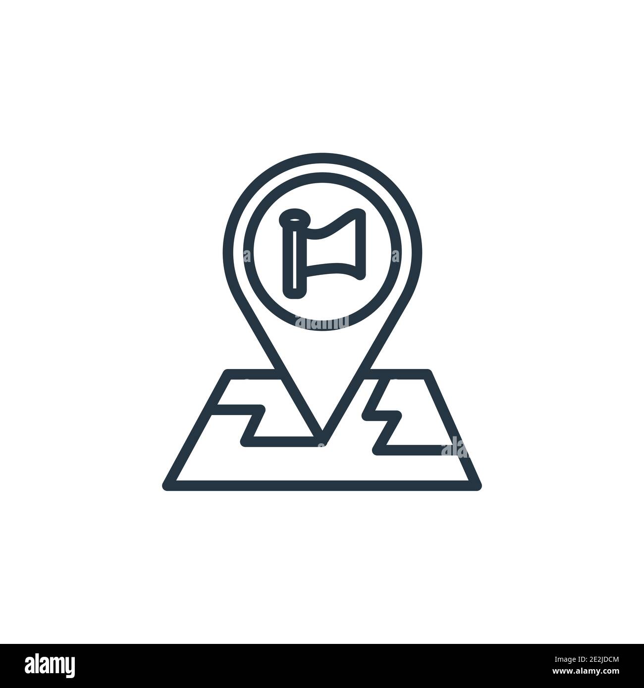 Maps and flags outline vector icon. Thin line black maps and flags icon ...
