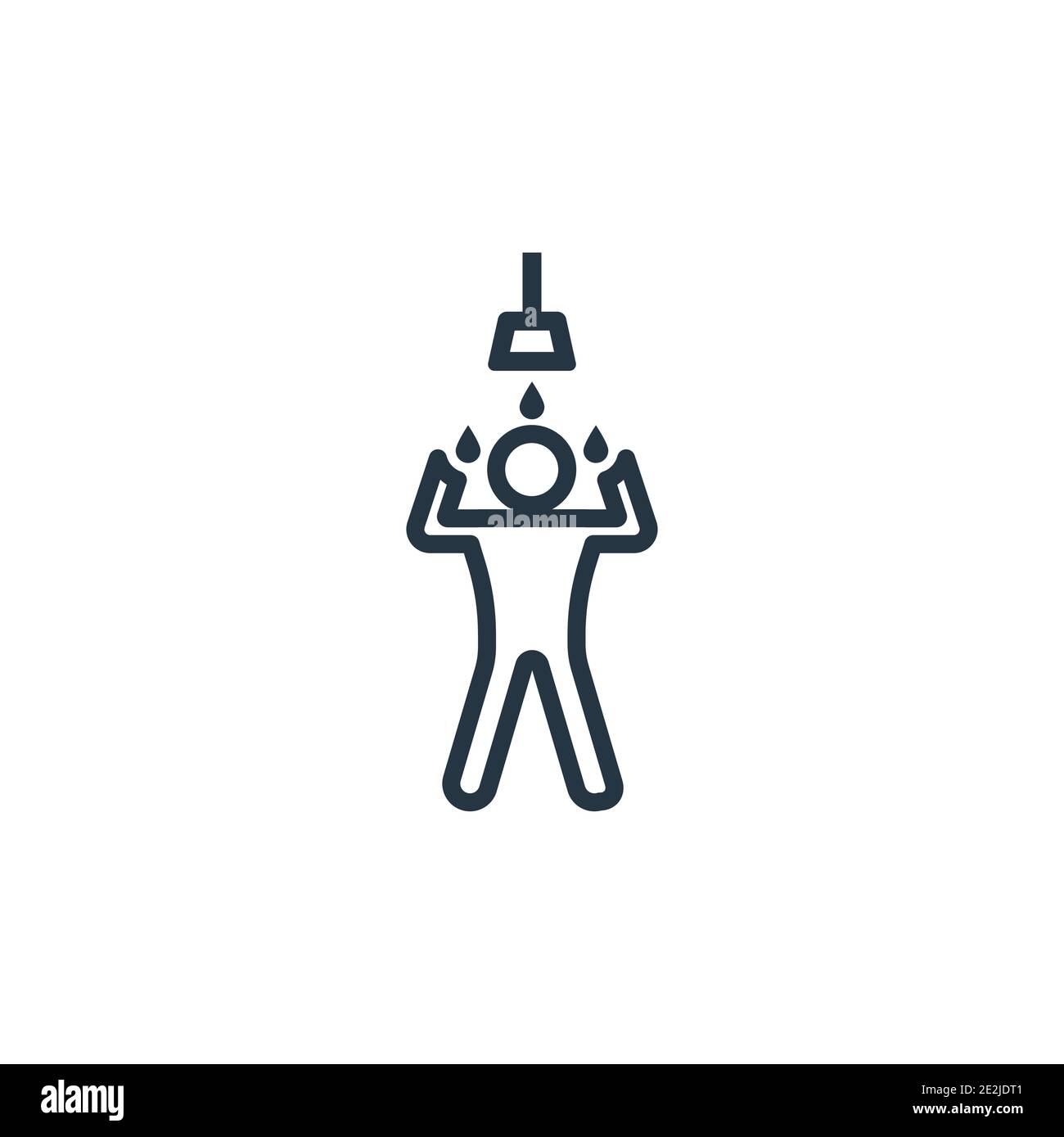 Showering outline vector icon. Thin line black showering icon, flat ...