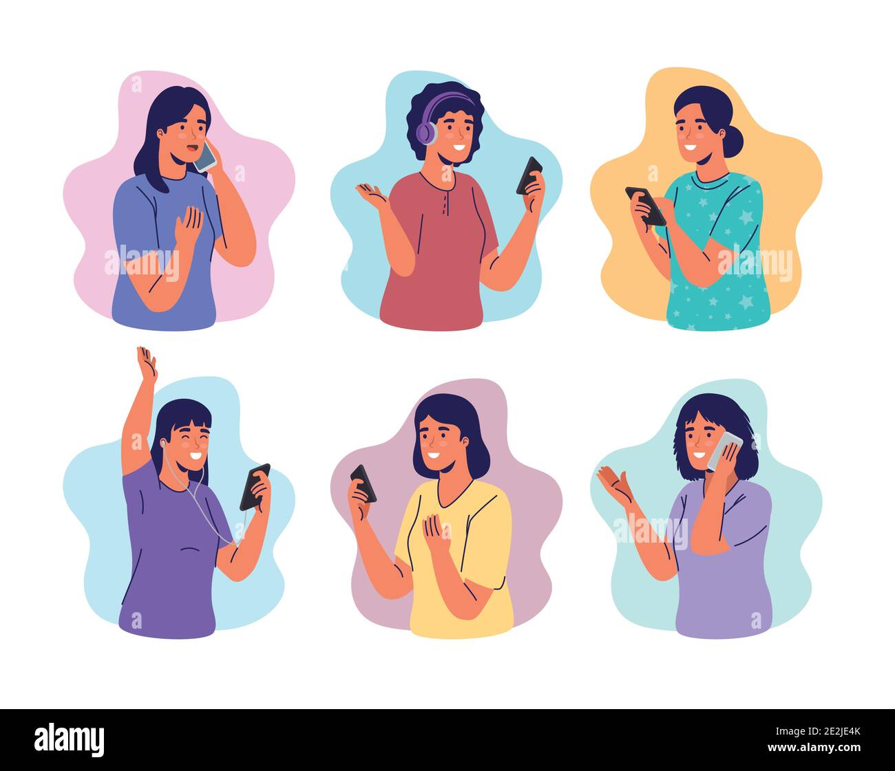Group using mobile phones smart Stock Vector Images - Alamy