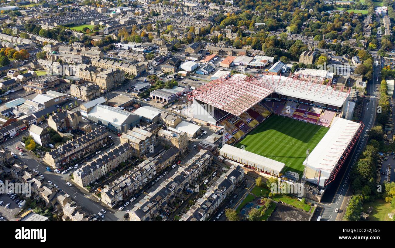 An aerial view of the Utilita Energy Stadium, Valley Parade, the home ...