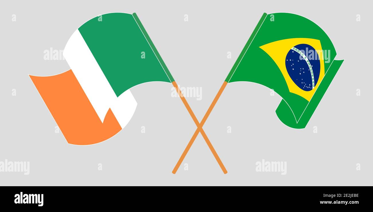 Crossed and waving flags of Ireland and Brazil Stock Vector Image & Art ...