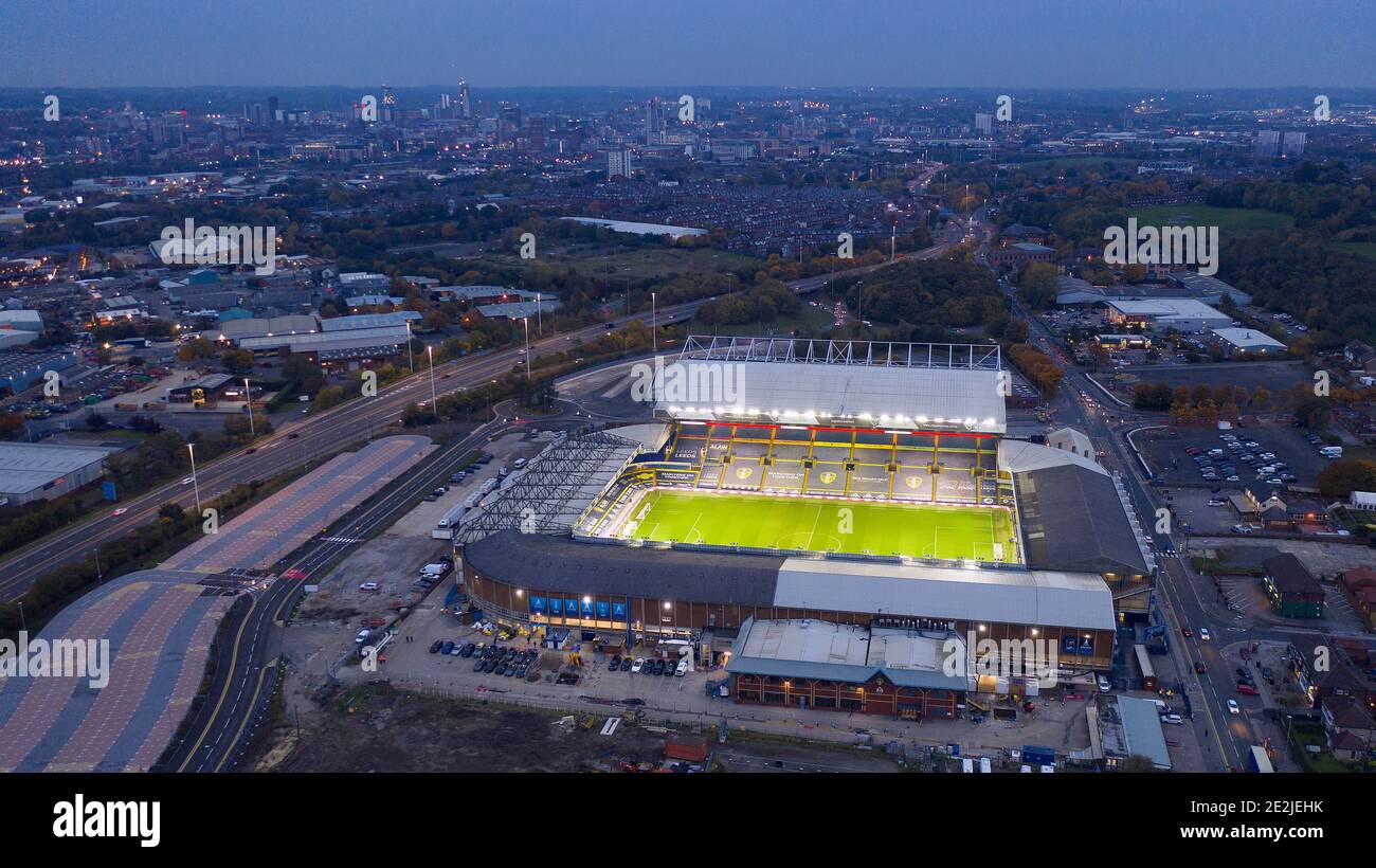 An aerial view of Elland Road, home stadium of Leeds United Copyright ...