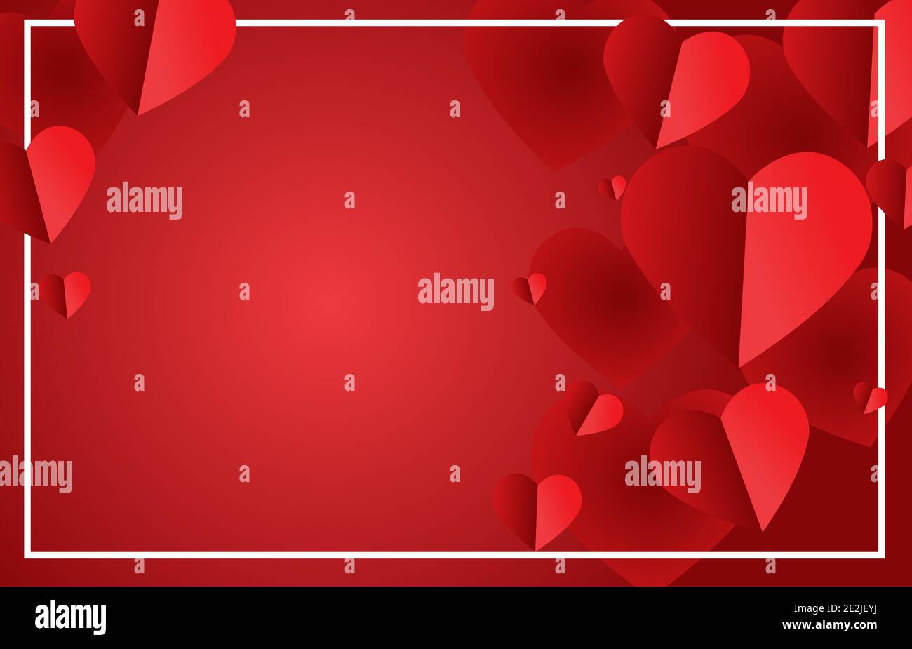 background Valentine red paper hearts on dark red background with white ...