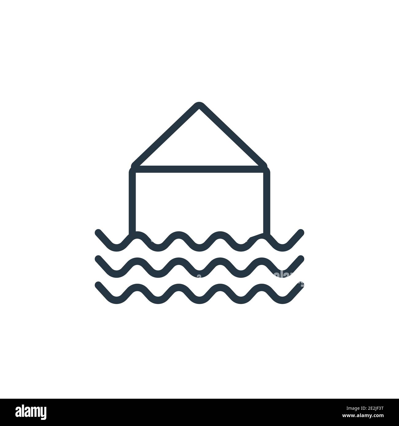 Flood risk outline vector icon. Thin line black flood risk icon, flat ...