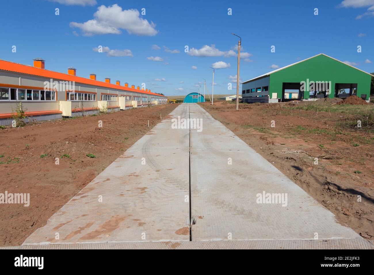 Hangar warehouse. Construction of hangars from a metal frame and modern ...