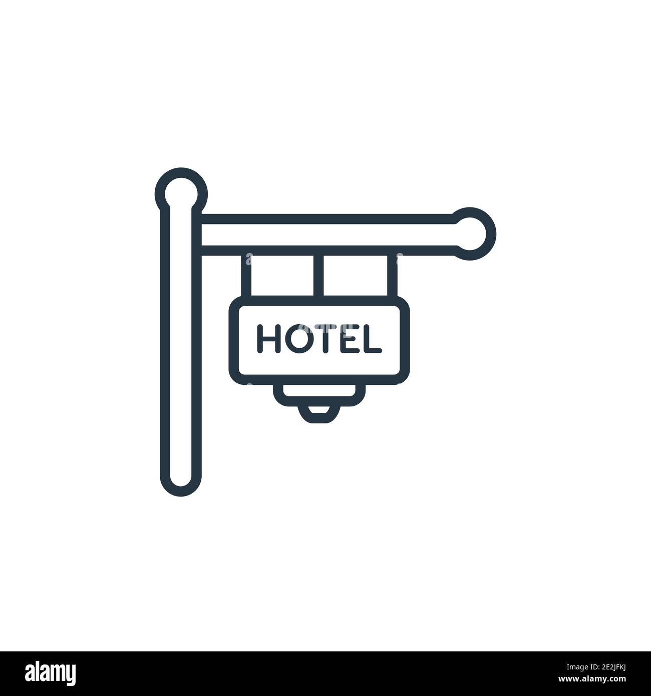 Hotel sign outline vector icon. Thin line black hotel sign icon, flat ...