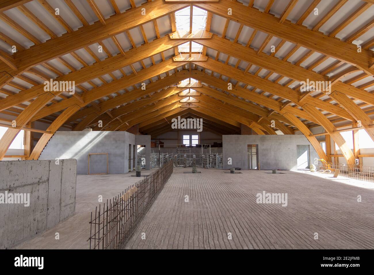 Close-up view of the connection of wooden beams. Wooden roof frame ...