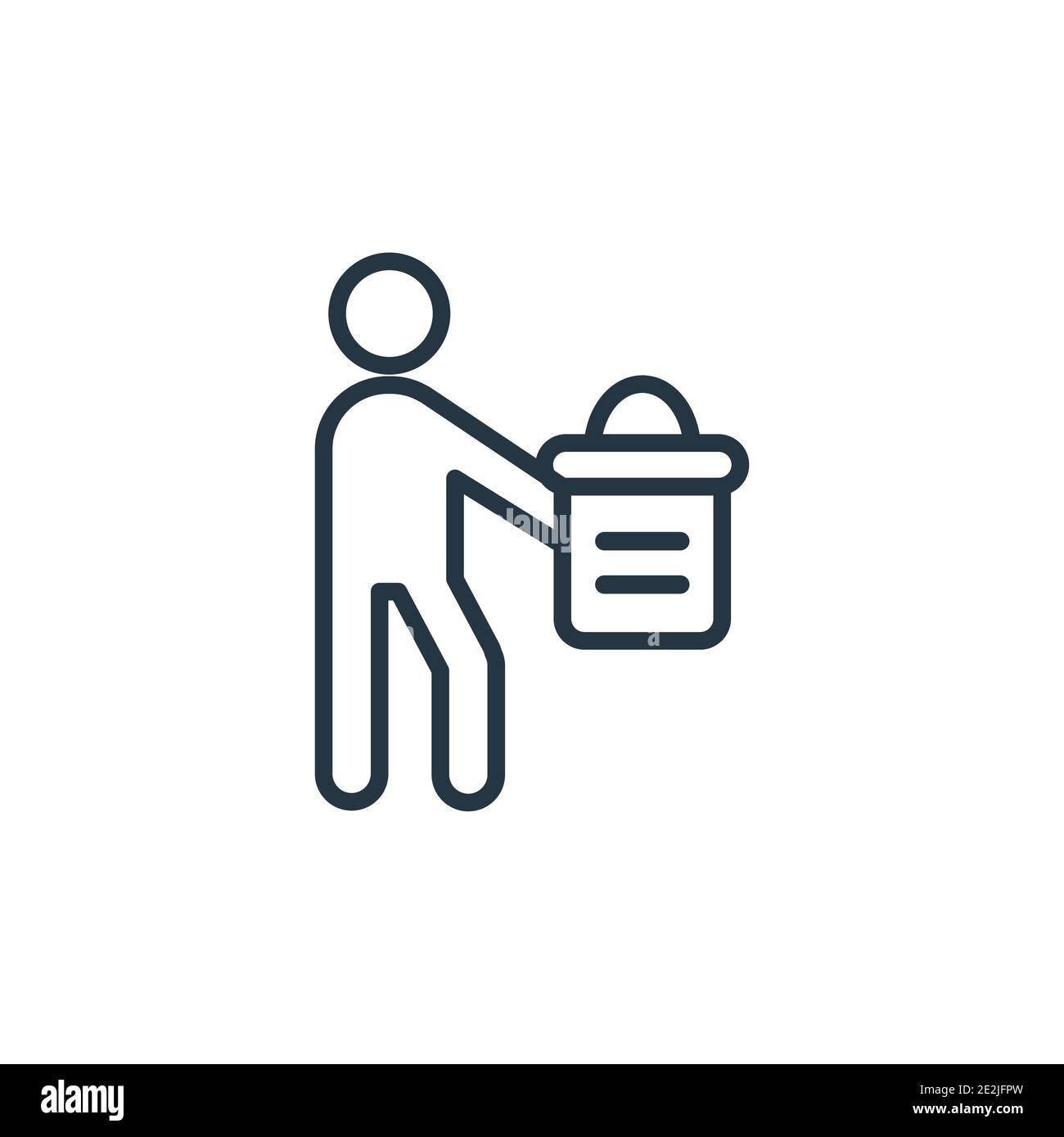 Worker with notepad outline vector icon. Thin line black worker with ...