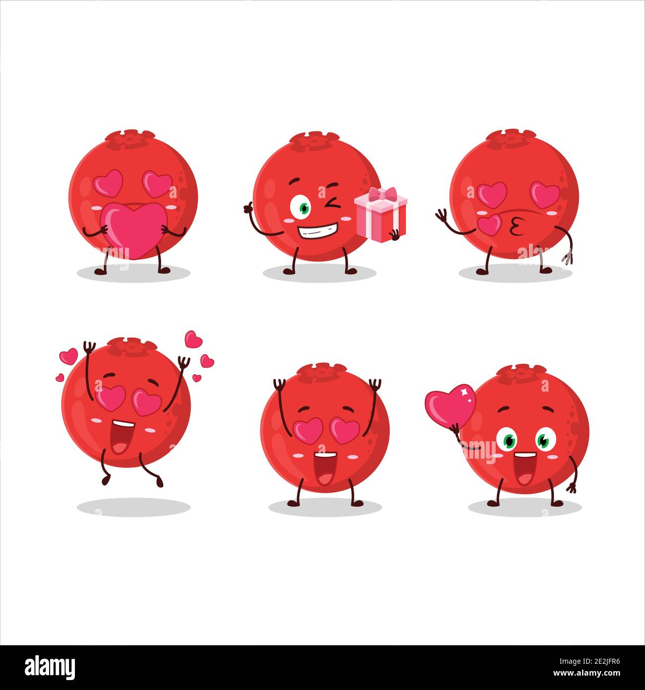 Red berry cartoon character with love cute emoticon. Vector ...