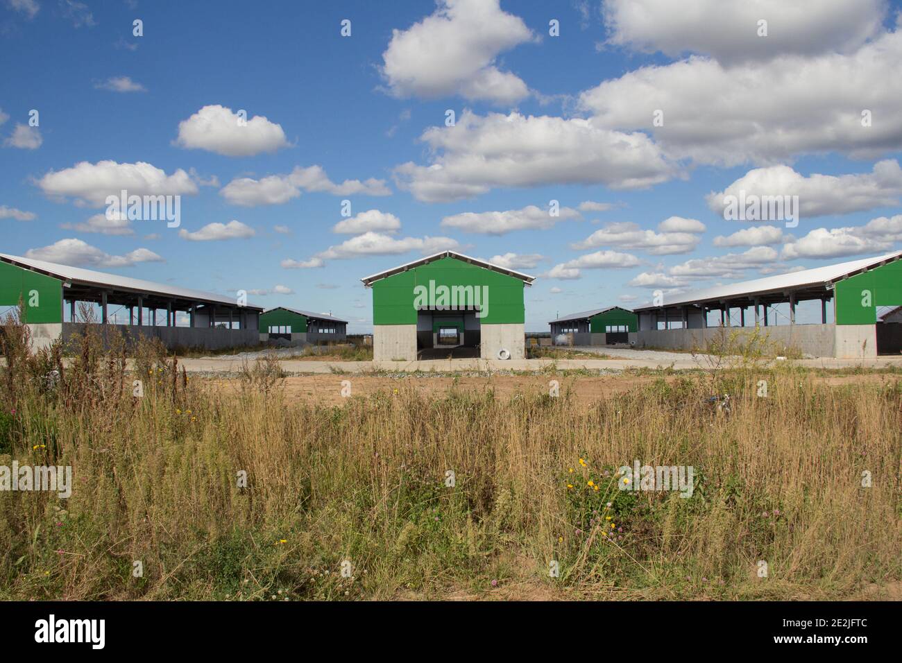 Hangar warehouse. Construction of hangars from a metal frame and modern ...